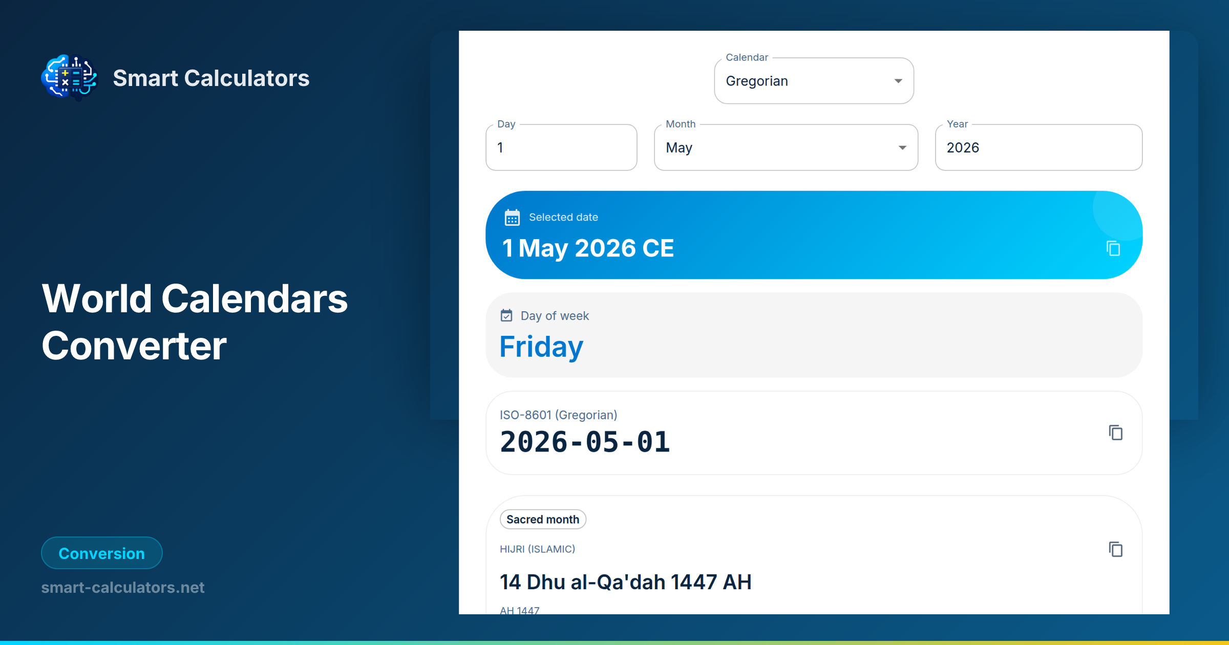 World Calendars Converter | 6 Calendar Systems